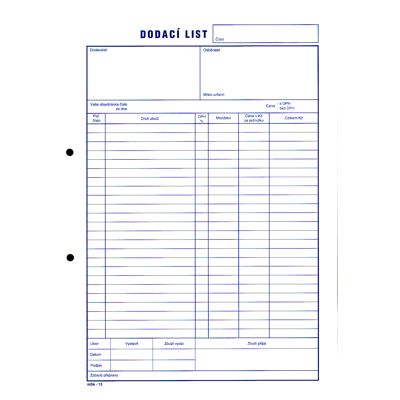 dodací list A4 NCR (MSK č.13)