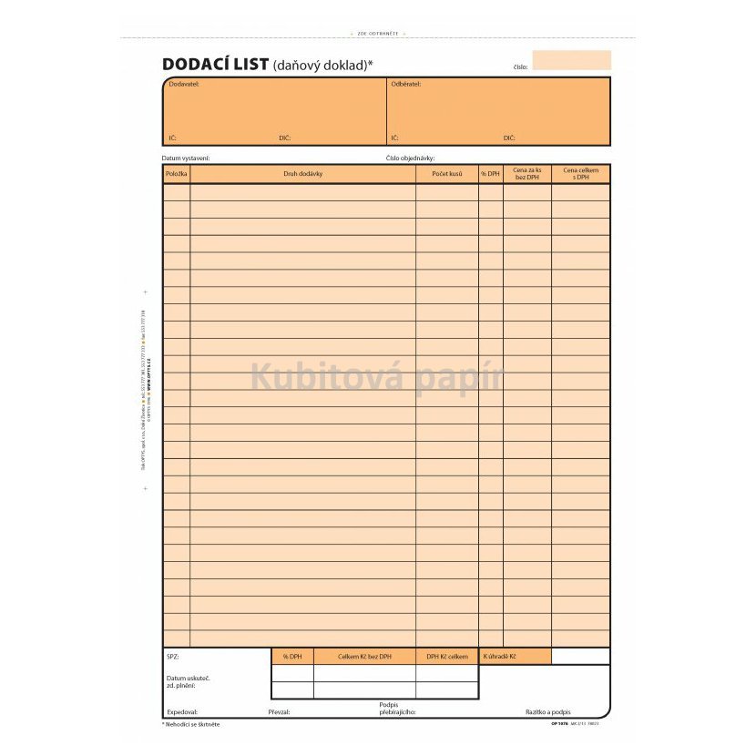 Dodací list A4 NCR (OPTYS č.76)